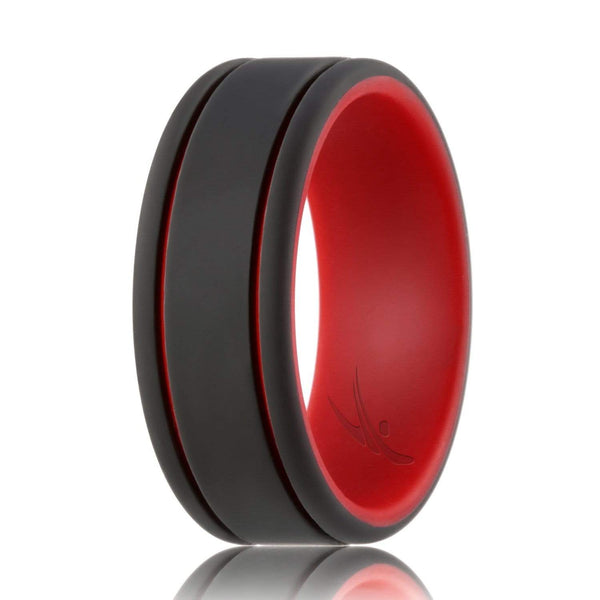 Single ring- ROQ Silicone Men Wedding Bands - 2 LAYERS thin engraved 2 ...